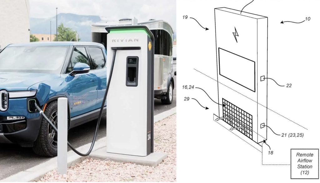 Rivian จดสิทธิบัตรตู้ชาร์จรถ EV แบบปรับอากาศ ช่วยอุ่นหรือทำให้แบตเตอรี่เย็นลง - EVMoD