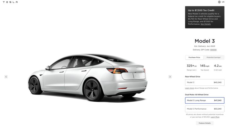 Tesla กลับมาเปิดให้สั่งซื้อ Tesla Model 3 รุ่น Long Range ในสหรัฐฯ อีกครั้ง