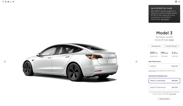 Tesla กลับมาเปิดให้สั่งซื้อ Tesla Model 3 รุ่น Long Range ในสหรัฐฯ อีกครั้ง